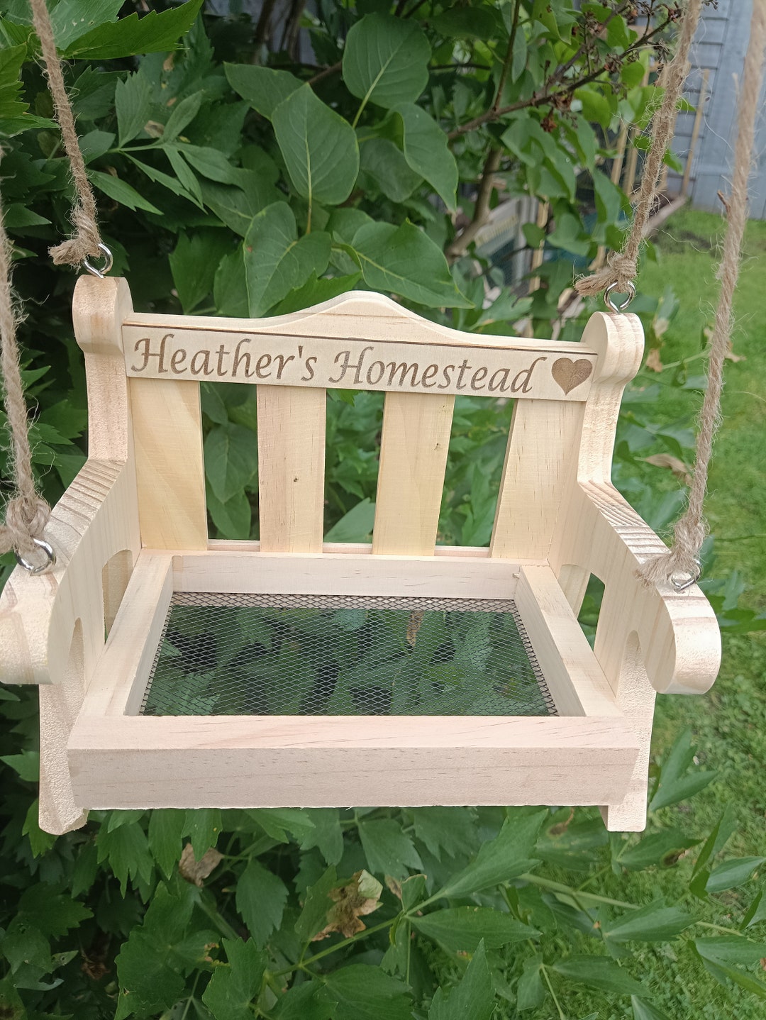 Personalised Swing Seat Bird Feeder Bird Table Hanging Food Birdhouse ...