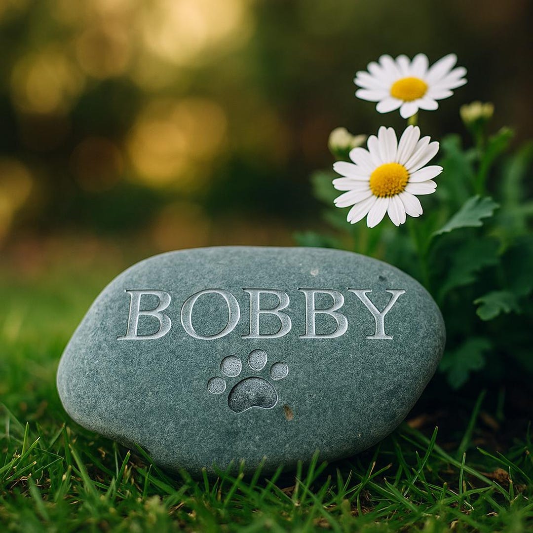 Pet Memorial Stone, Pet Memorial Pebble, Engraved Dog or Cat Memory ...
