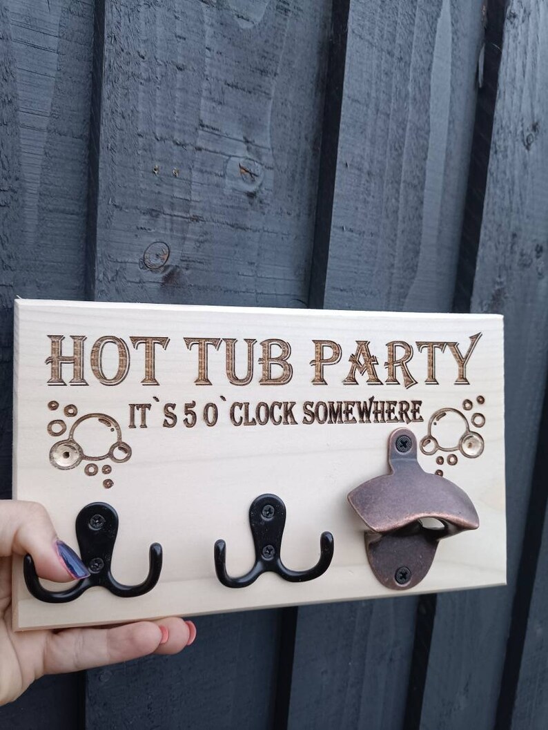 PERSONALISED Hot Tub Sign Rustic Tiki Bar Wooden Decoration - Etsy UK