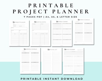 Buy Project Planner Printable, Productivity Tracker, Business Project Work Goals, Student Task ...
