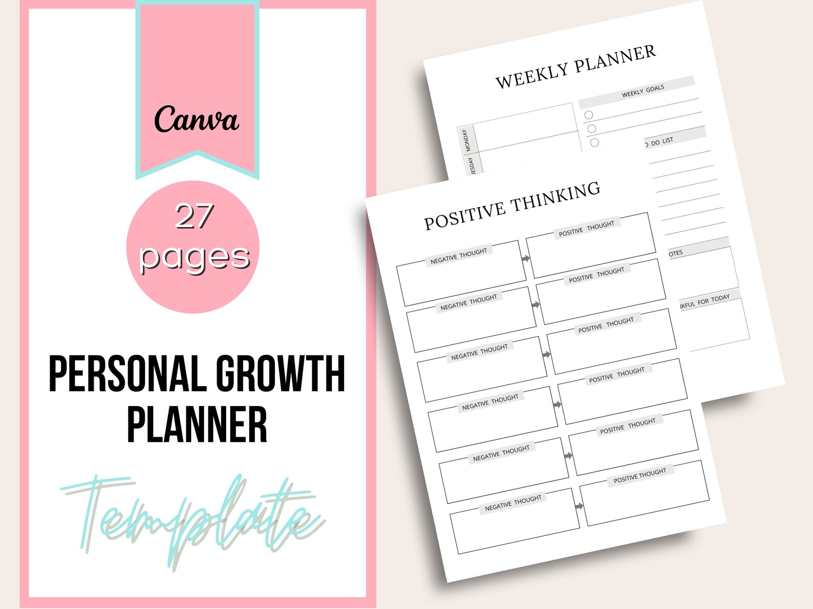 Personal Development Planner Template, Personal Growth Workbook ...