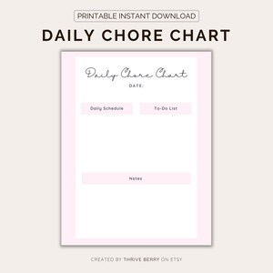 Weekly Daily Chore Chart Printable, Weekly Chore Chart Printable, Daily ...