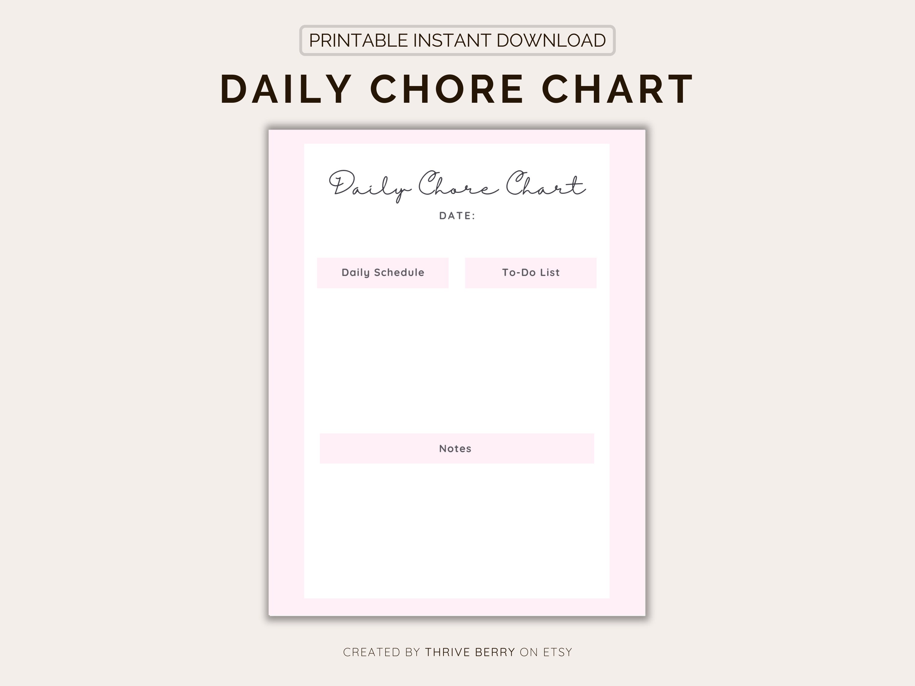 Weekly Daily Chore Chart Printable, Weekly Chore Chart Printable, Daily ...