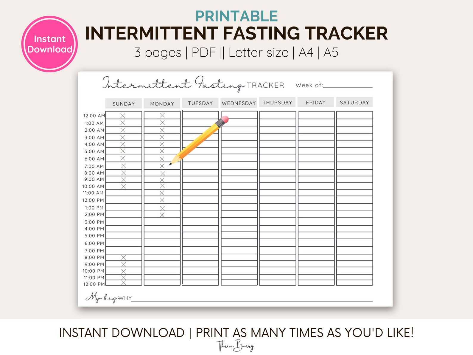 Printable Intermittent Fasting Tracker, Intermittent Fasting Journal ...