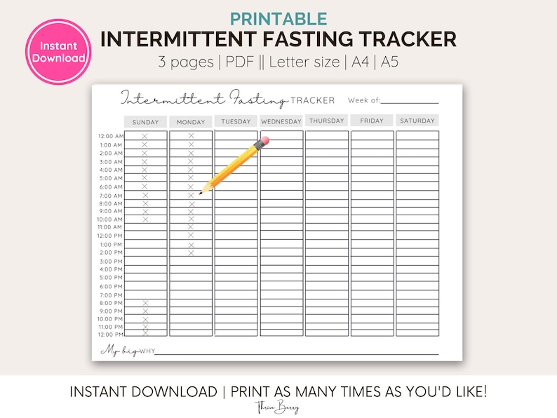 Printable Intermittent Fasting Tracker, Intermittent Fasting Journal ...