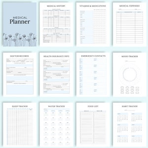 Editable Health Planner, Printable Health Tracker Template, Doctor ...