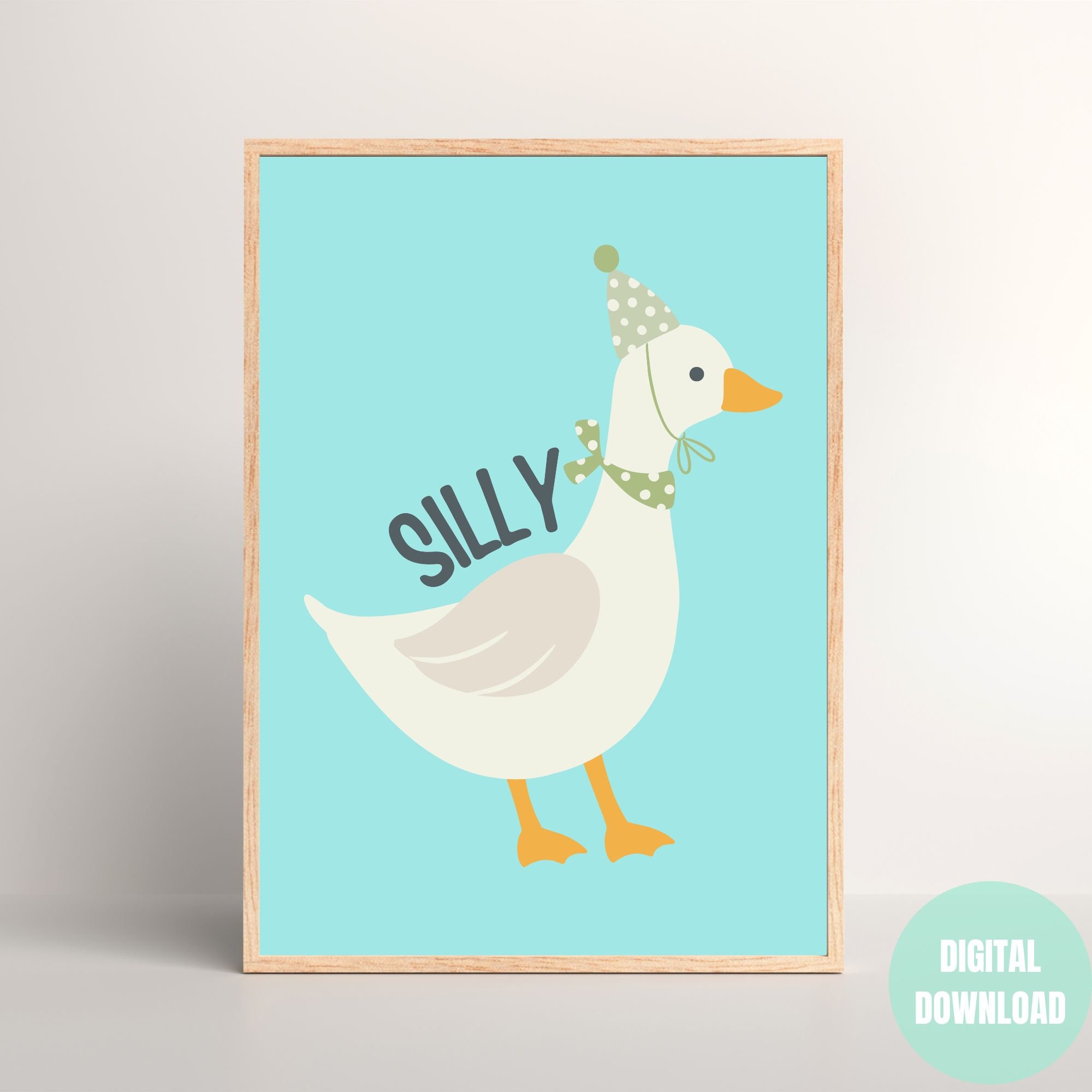 Silly Goose Printable, Cute Goose Poster, Girl's Room Illustration, Kid ...