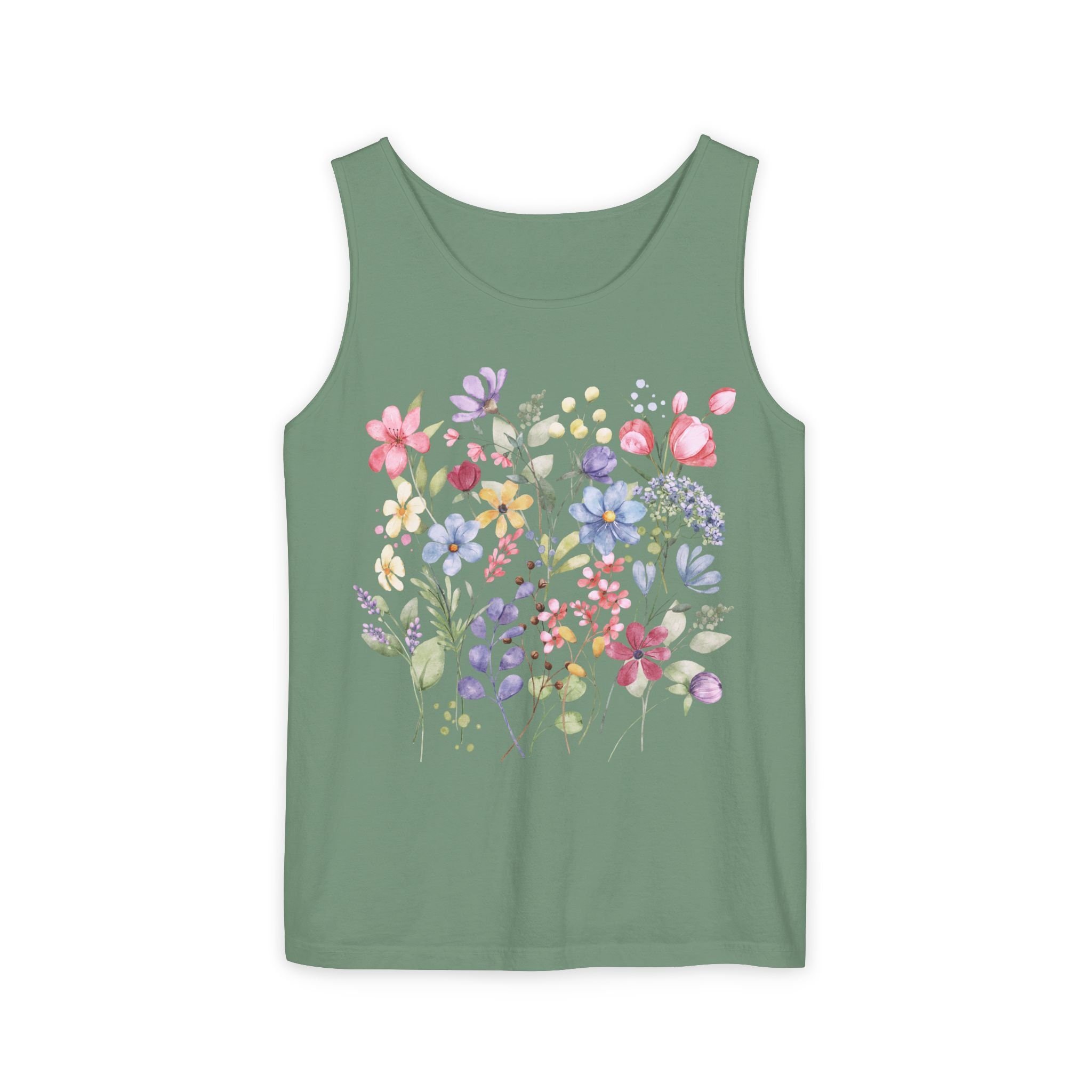 Boho Wildflowers Graphic Tank Top, Wildflower Tank Tops, Comfort Colors ...