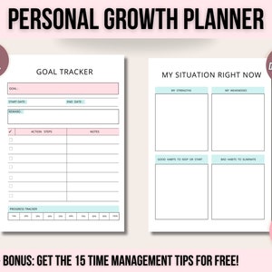 Personal Development Planner Template, Personal Growth Journal ...