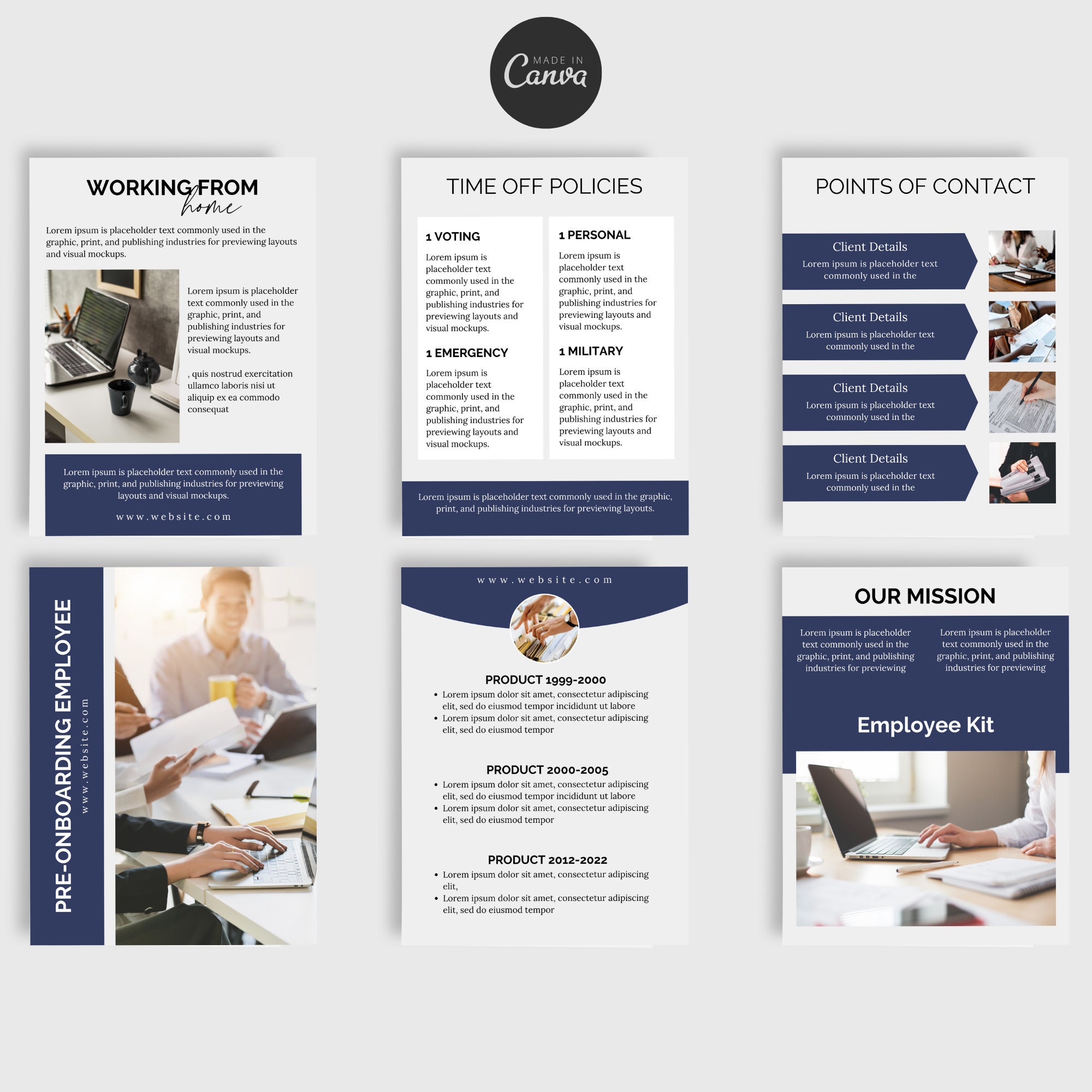 Employee Welcome Bundle, Canva Business Template, Editable Employee ...