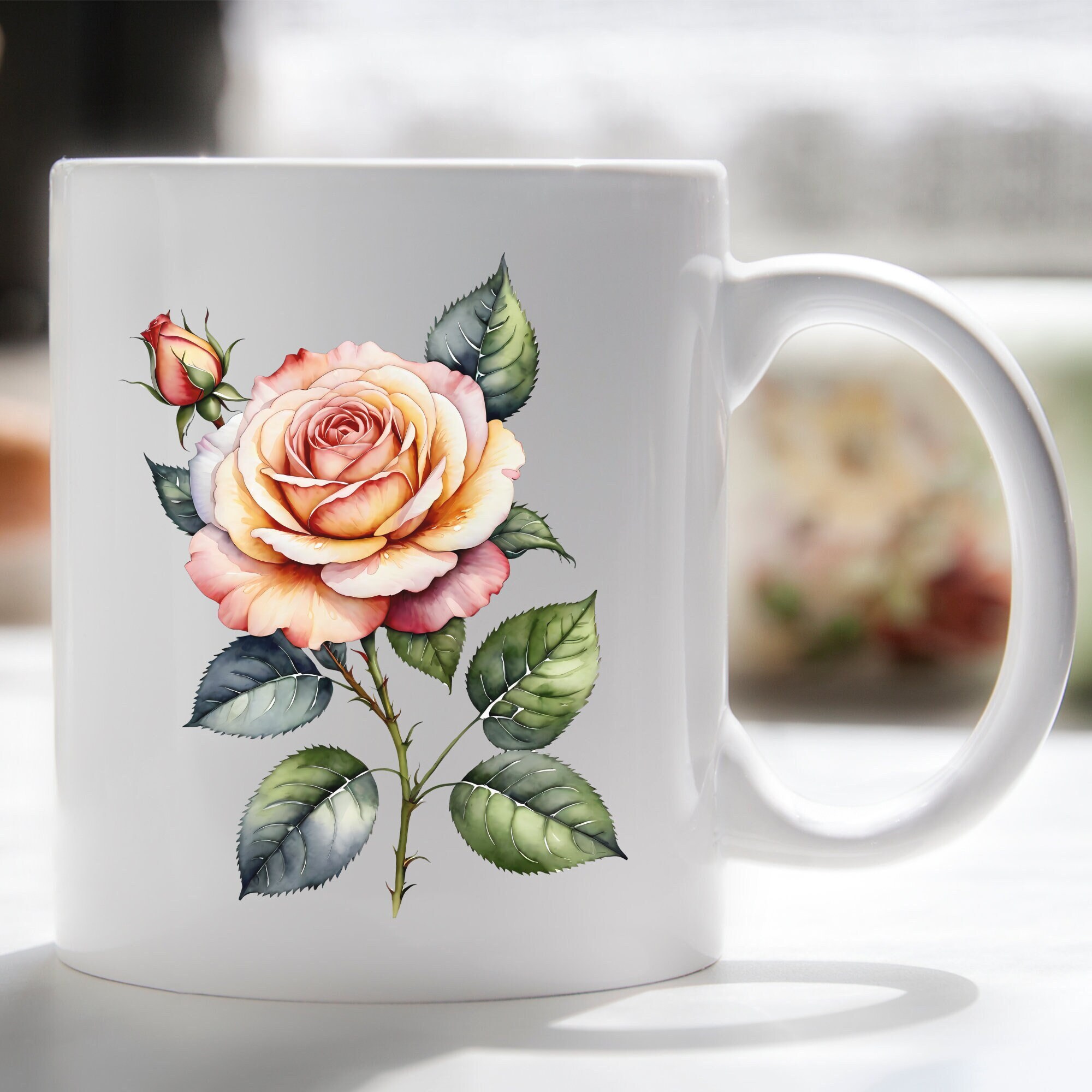 June Birth Flower Mug: Custom Birthday Month Coffee Cup, Rose ...