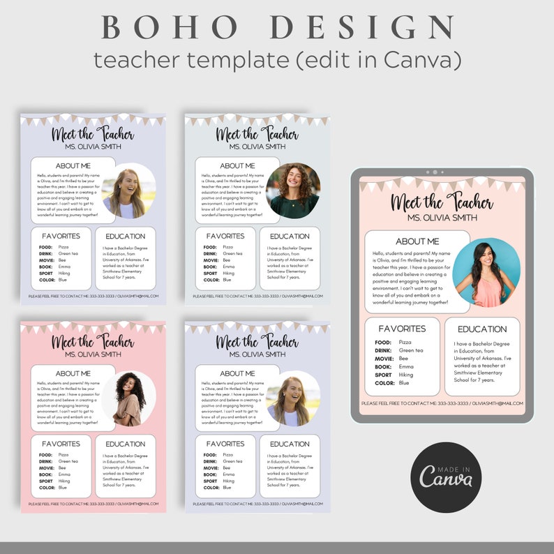 Meet the Teacher Editable Canva Template for Teachers - Etsy