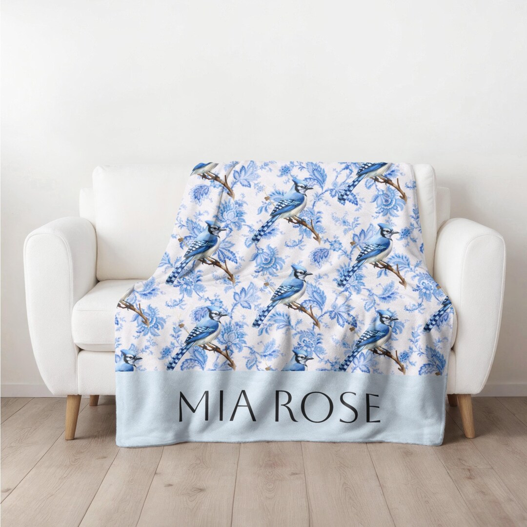 Blue Jay Blanket, Personalized Nature Bird Lover Gift, Custom Keepsake ...