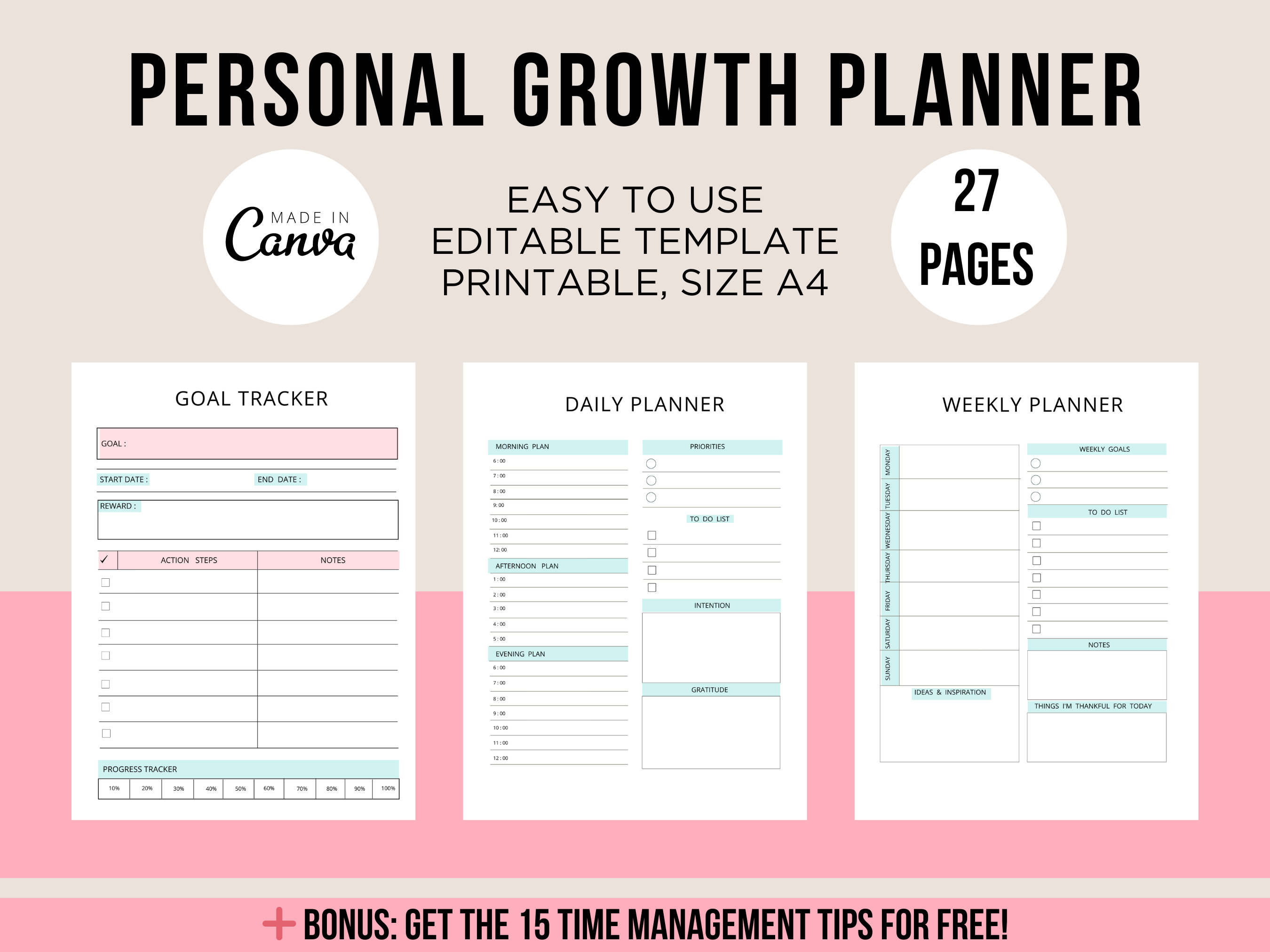 Personal Development Planner Template, Personal Growth Journal ...