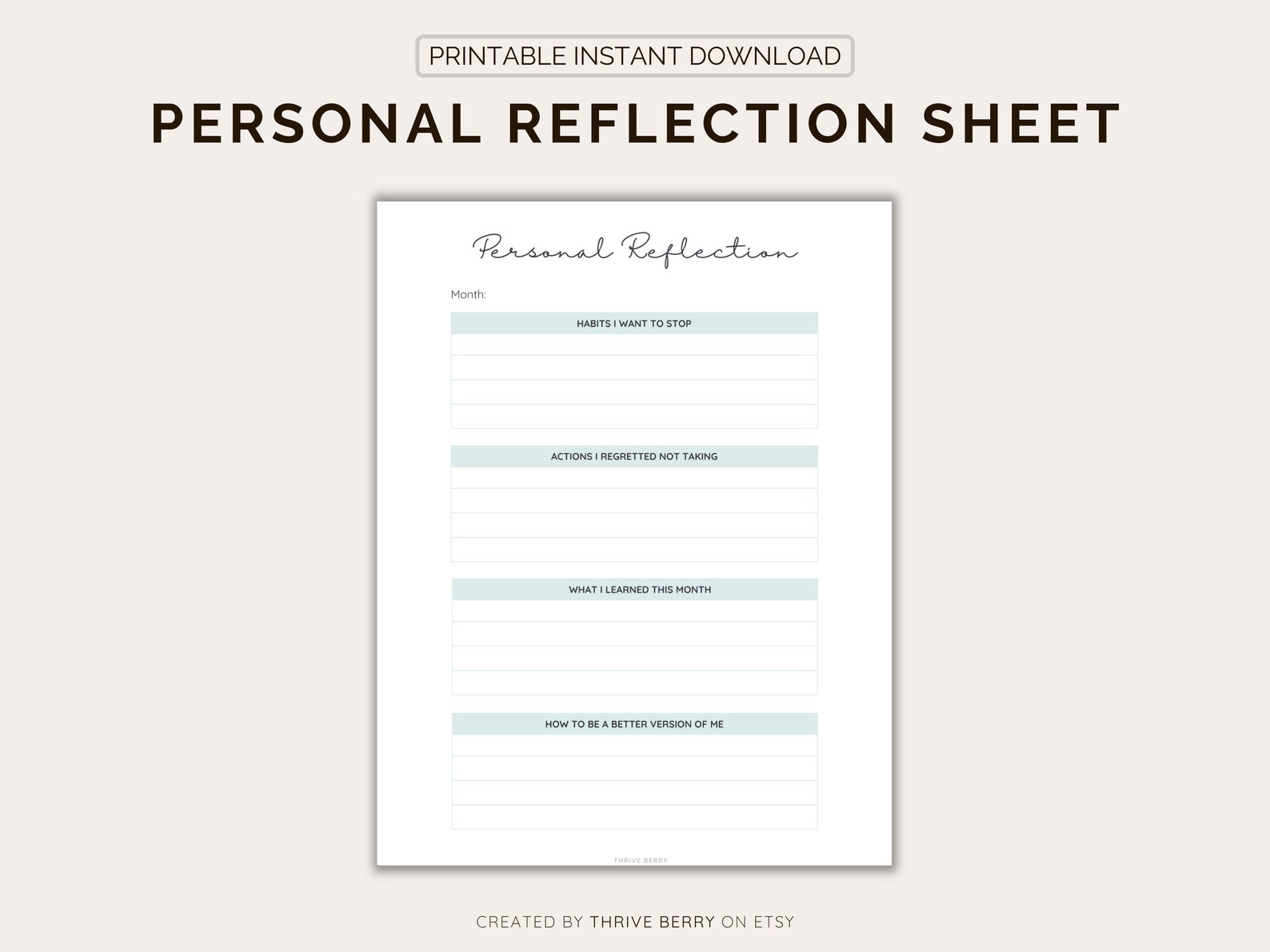 Printable Daily Reflection Journal Sheet to Help You Organize - Etsy