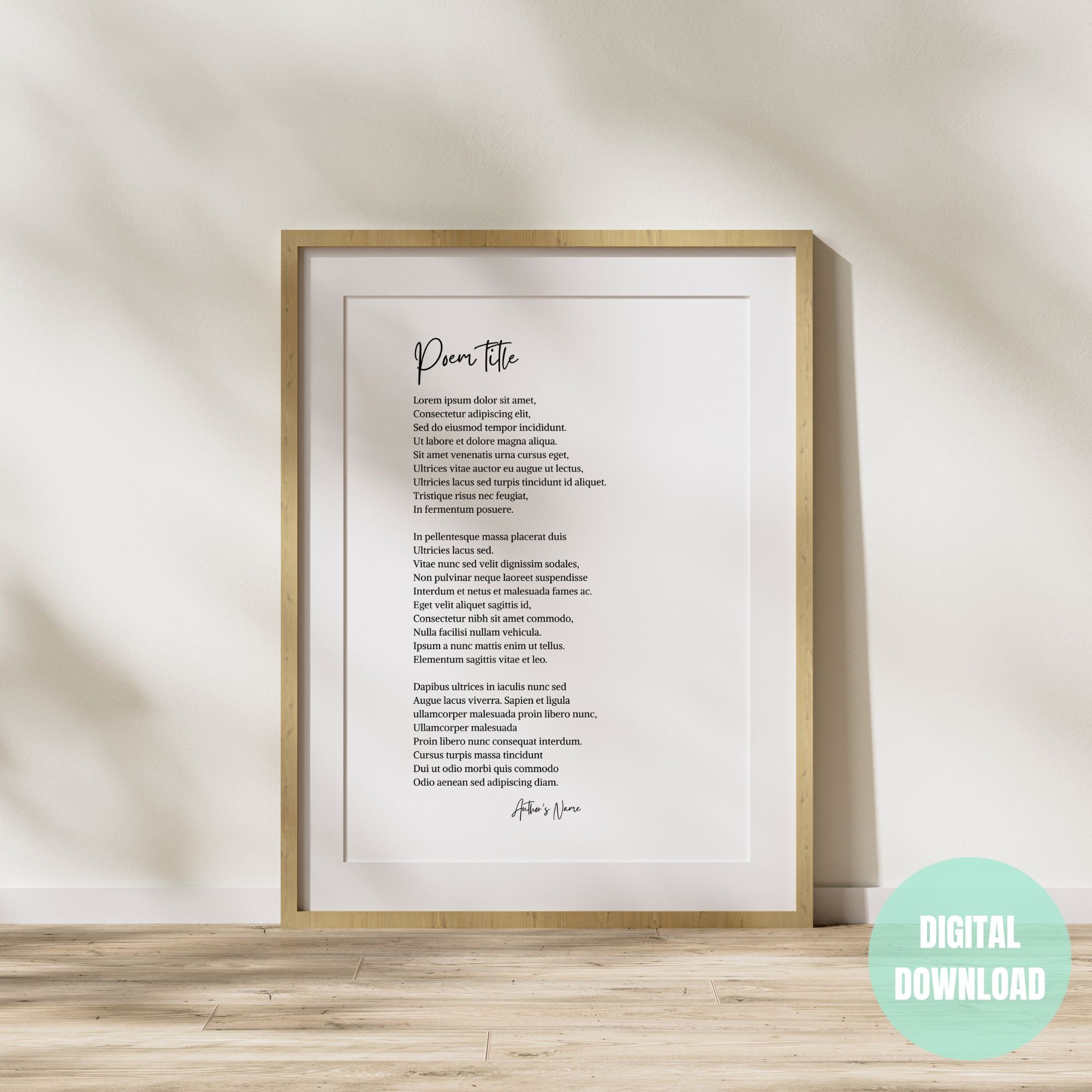 Custom Printable Poem, Custom Poem Print, Personalized Gifts ...