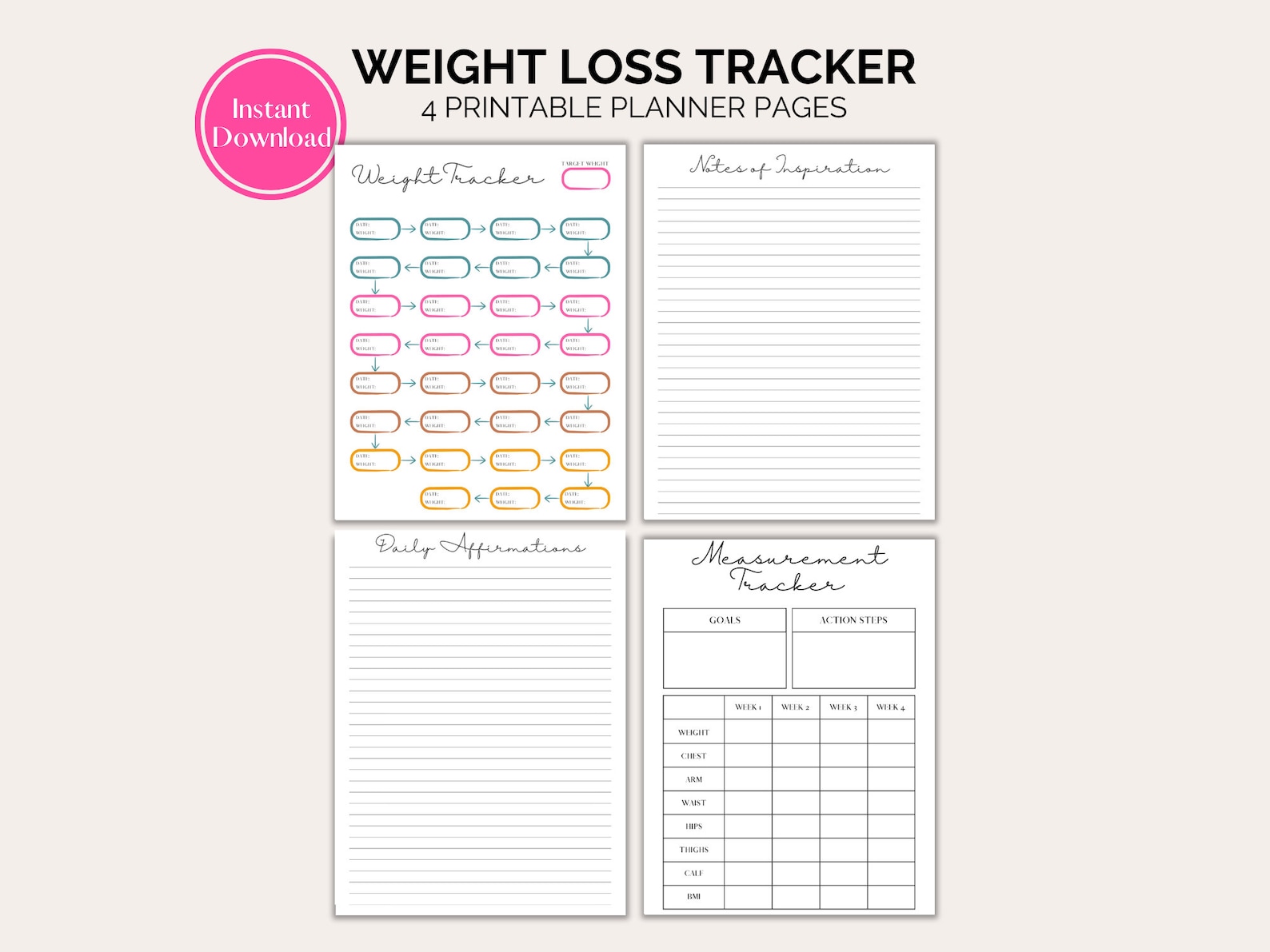 Printable Weight Loss Tracker Sheets, Weight Tracker, Weight Loss ...
