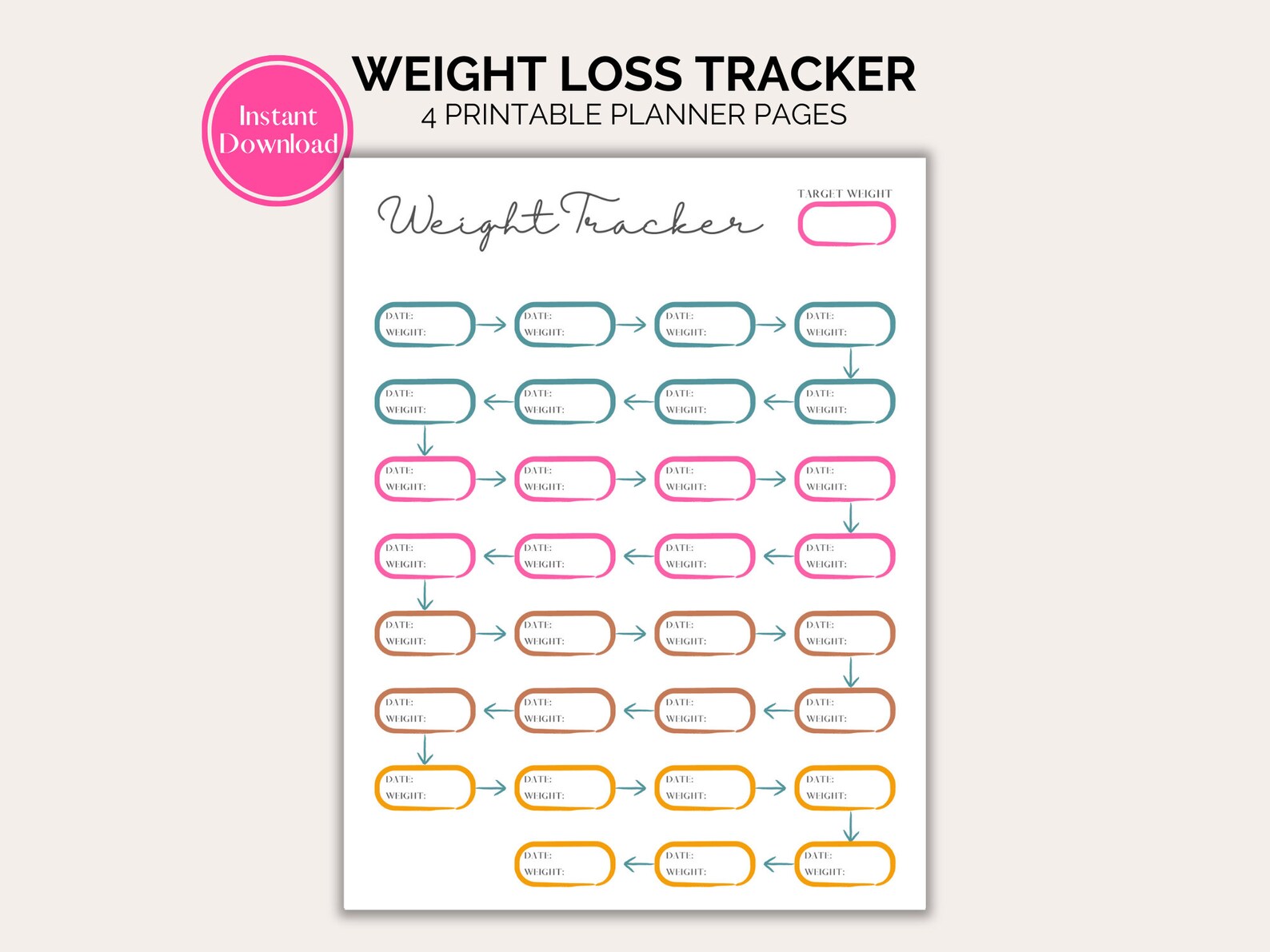 Printable Weight Loss Tracker Sheets, Weight Tracker, Weight Loss ...