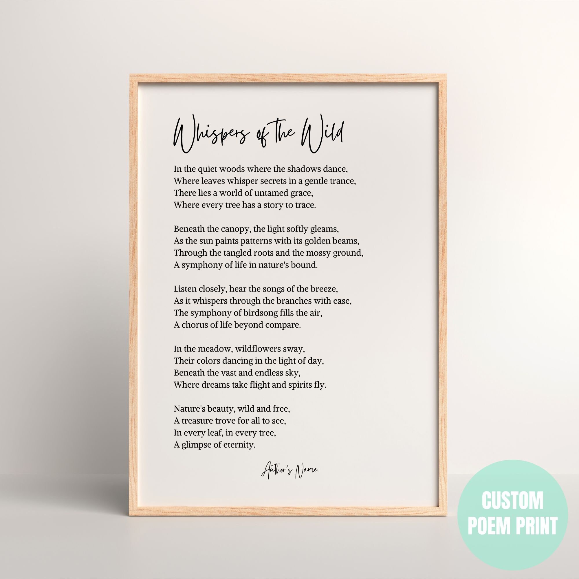 Custom Printable Poem, Custom Poem Print, Personalized Gifts ...