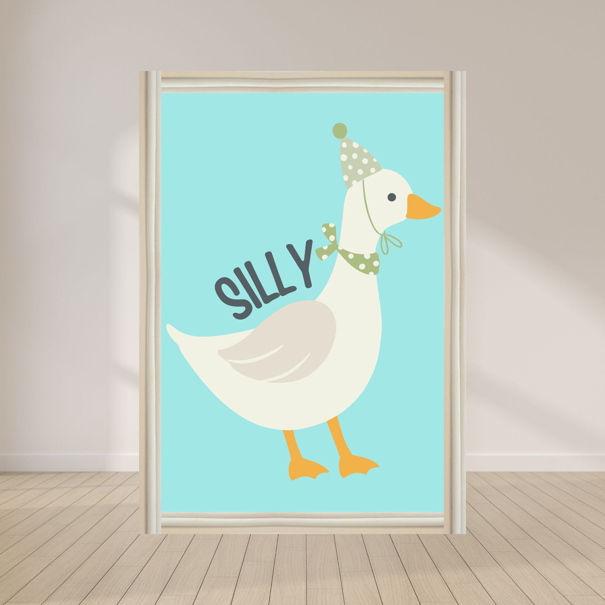 Silly Goose Printable, Cute Goose Poster, Girl's Room Illustration, Kid ...