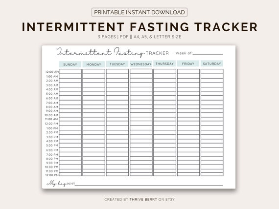 Printable Intermittent Fasting Tracker to Help You Stay - Etsy