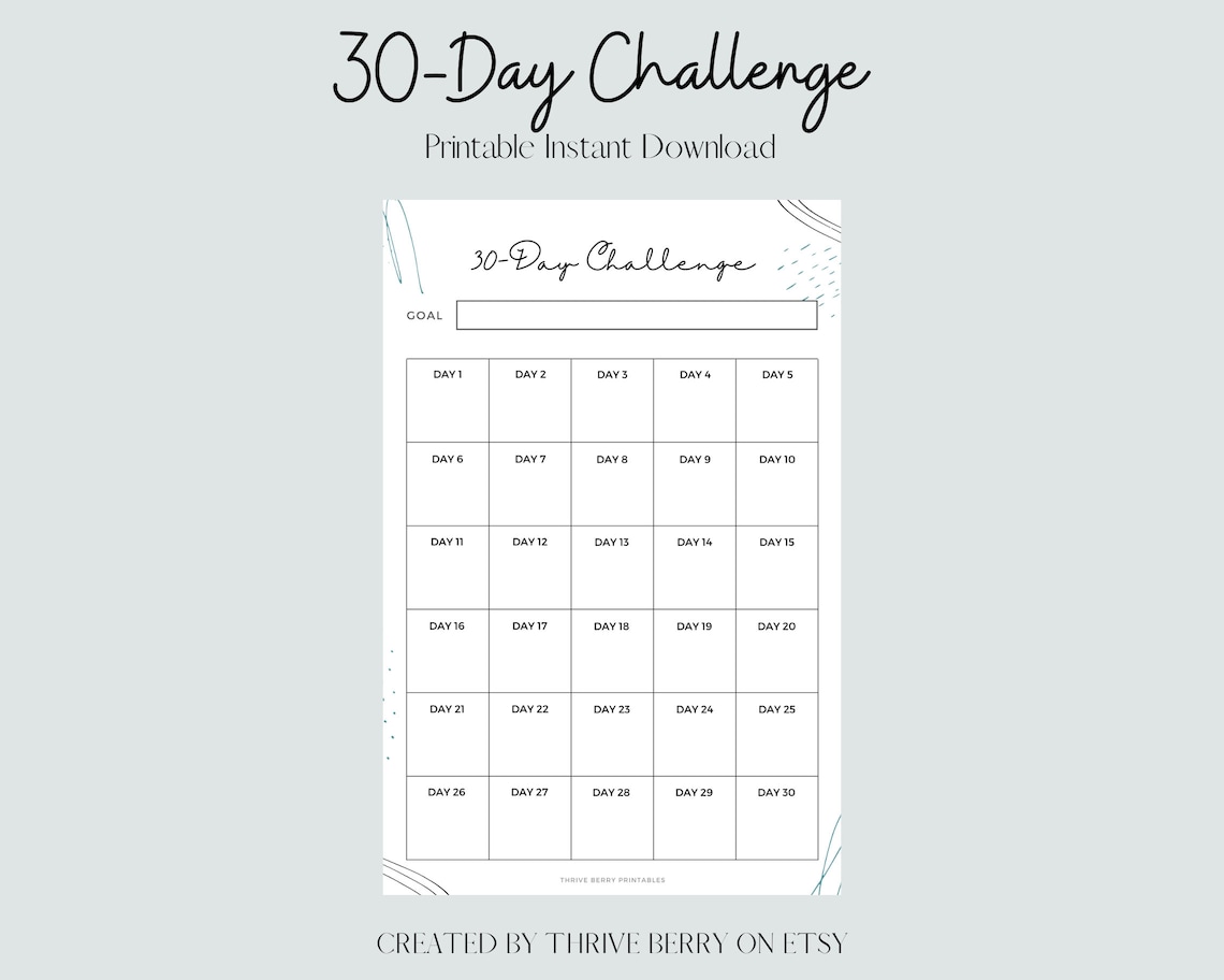 30 Day Habit Tracker, 30 Days Challenge PDF, 30 Day Challenge Printable ...