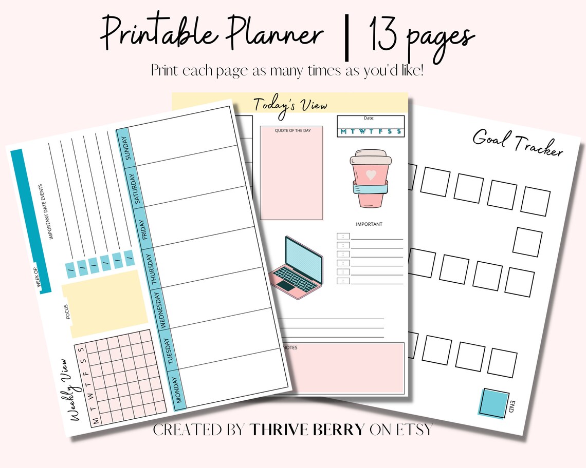 Printable Planner Bundle, Printable Planner PDF, Daily Planner PDF ...