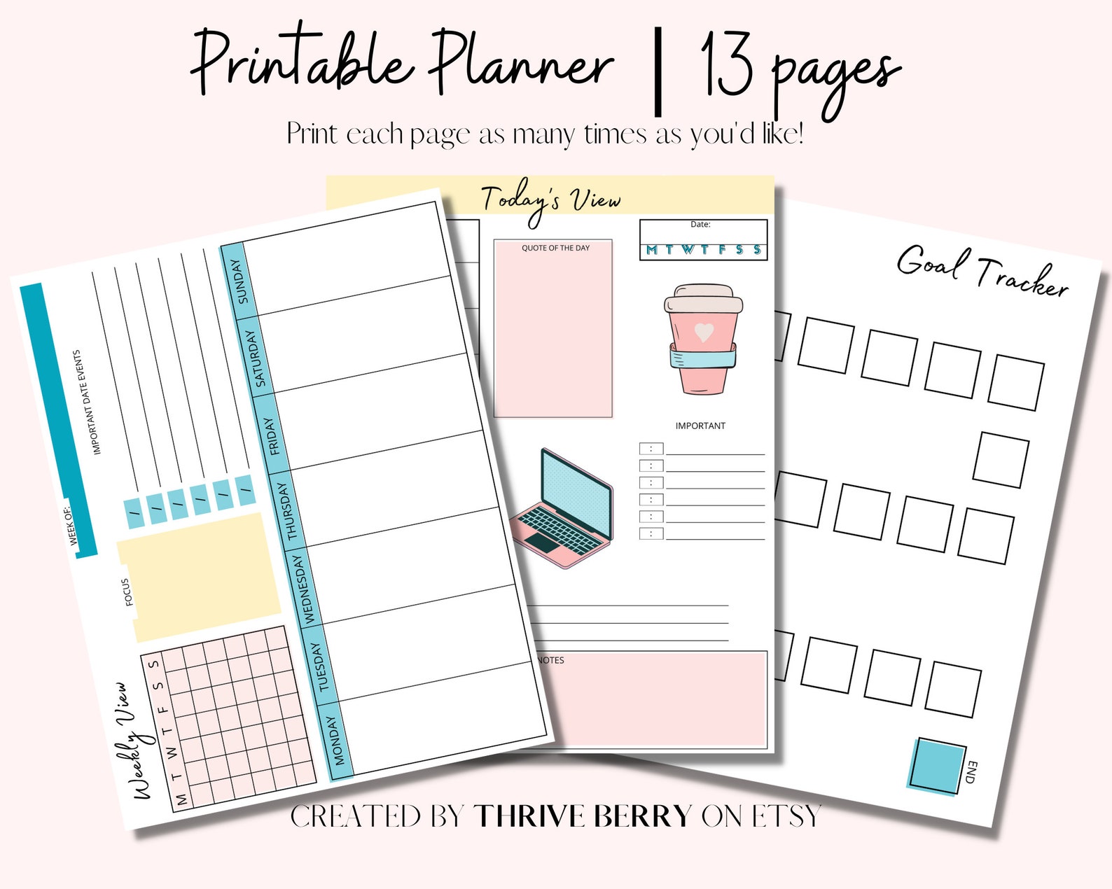 Printable Planner Bundle, Printable Planner PDF, Daily Planner PDF ...