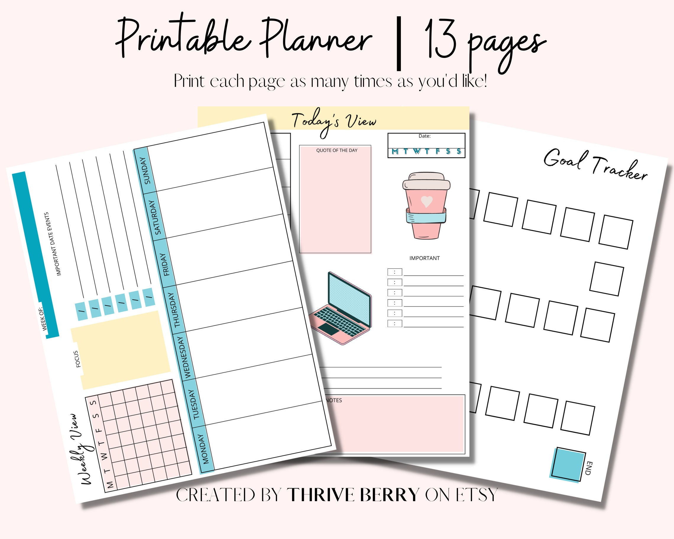 Printable Planner Bundle, Printable Planner PDF, Daily Planner PDF ...