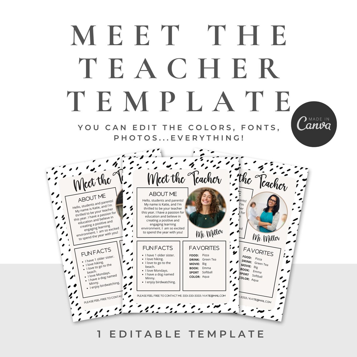Meet the Teacher Templates, New School Year Printable, Meet the Teacher ...