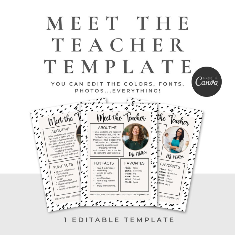 Meet the Teacher Templates, New School Year Printable, Meet the Teacher ...