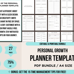 Personal Growth Journal Template, Editable Canva Template, Personal ...