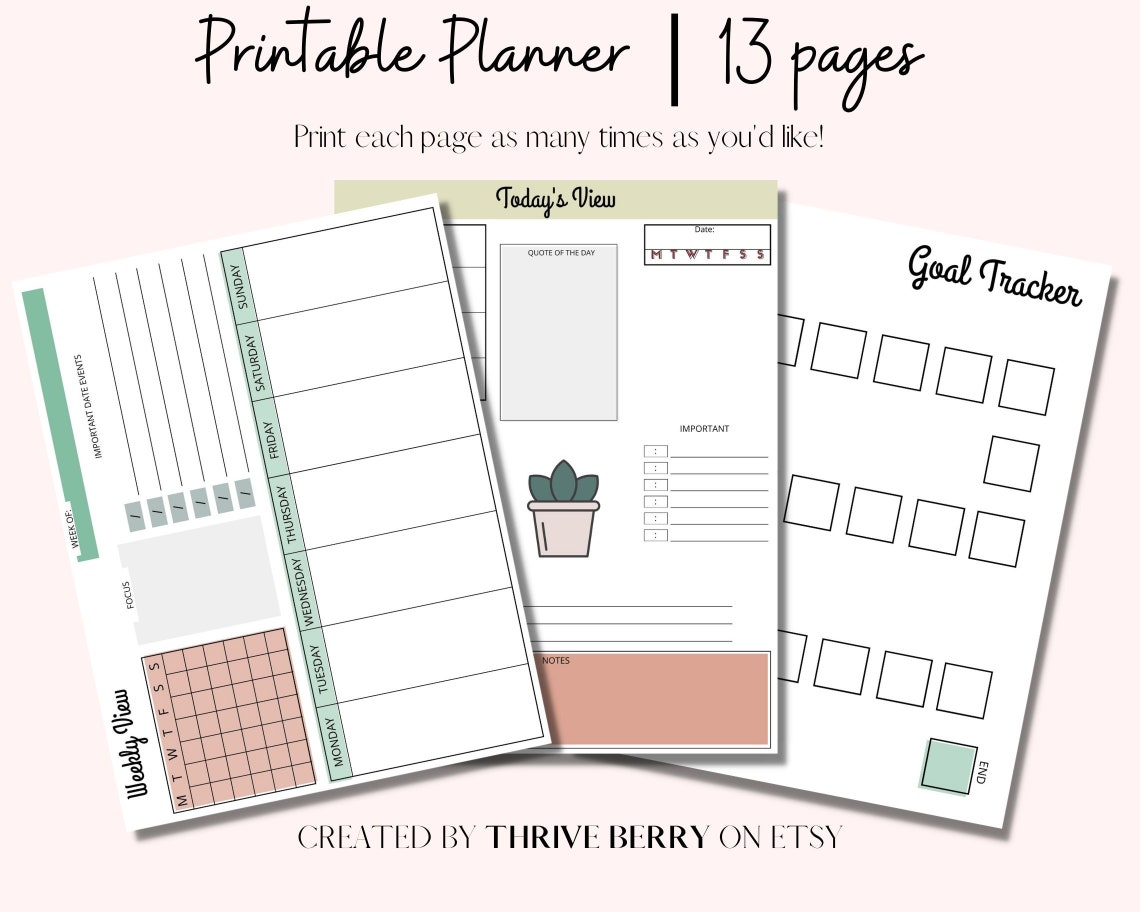 Printable Planner Bundle, Daily Planning Sheet, Printable Planner PDF ...