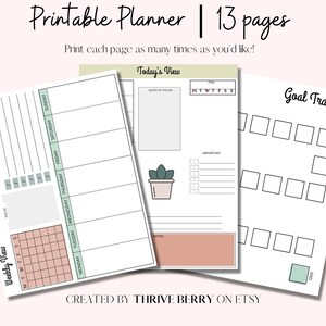 Printable Planner Bundle, Daily Planning Sheet, Printable Planner PDF ...