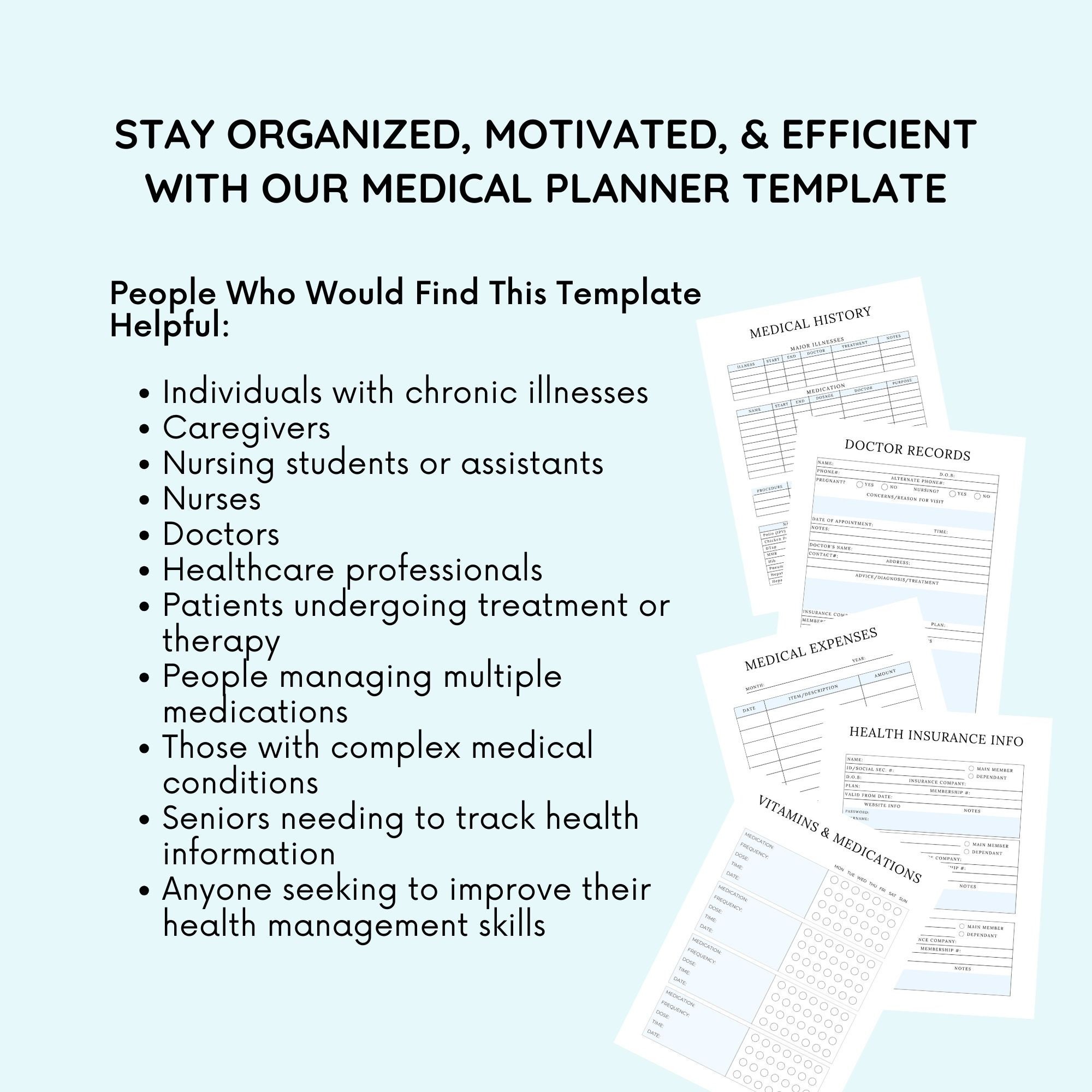 Editable Health Planner, Printable Health Tracker Template, Doctor ...