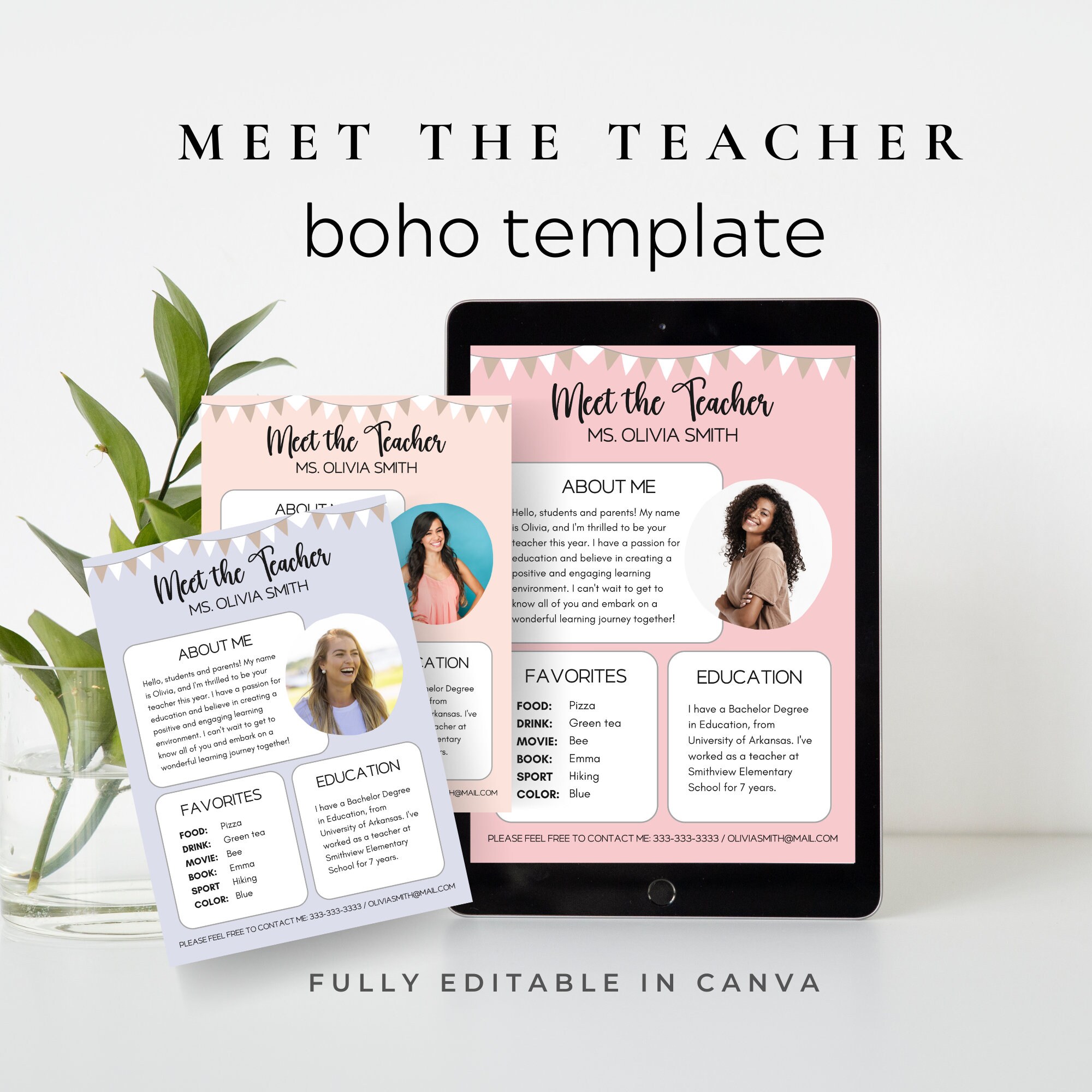 Meet the Teacher Editable Canva Template for Teachers - Etsy