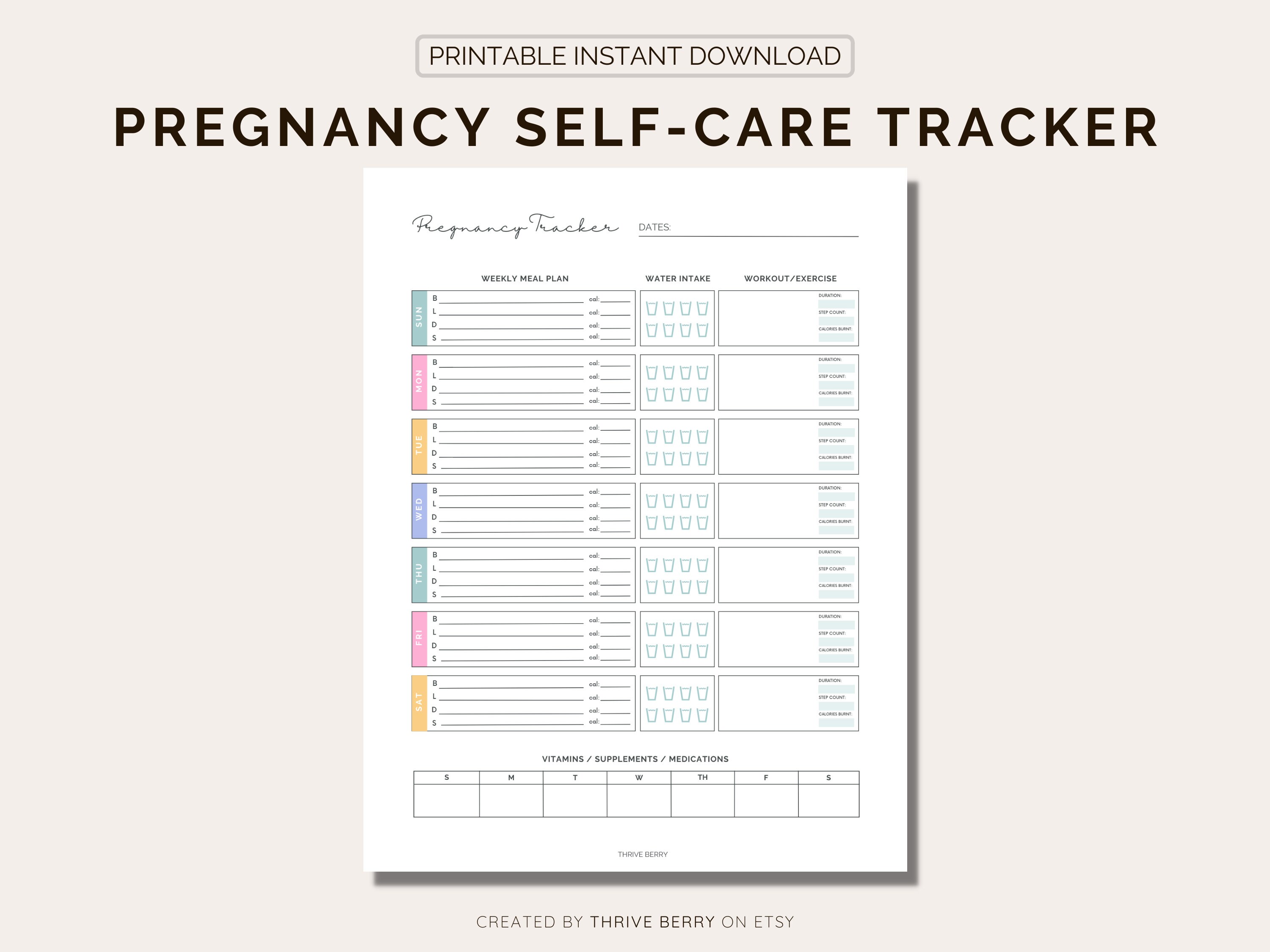 Pregnancy Self Care Printable Mental Health Worksheets Etsy