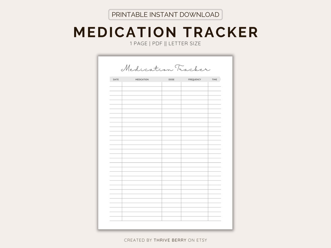 Printable Medication Tracker, Daily Medicine Log Sheet, Caregiver Notes ...