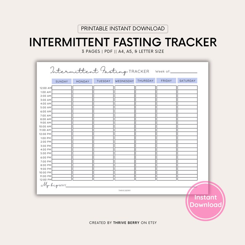 Printable Fasting Tracker for Weight Loss & Healthy Habits ...