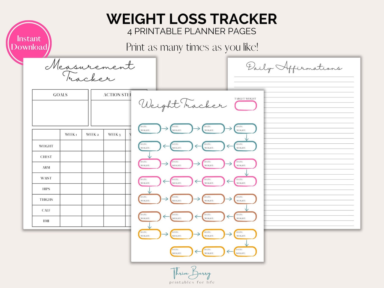Printable Weight Loss Tracker Sheets, Weight Tracker, Weight Loss ...