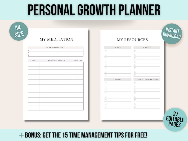 Personal Growth Planner Template, Personal Growth Printables, Personal ...