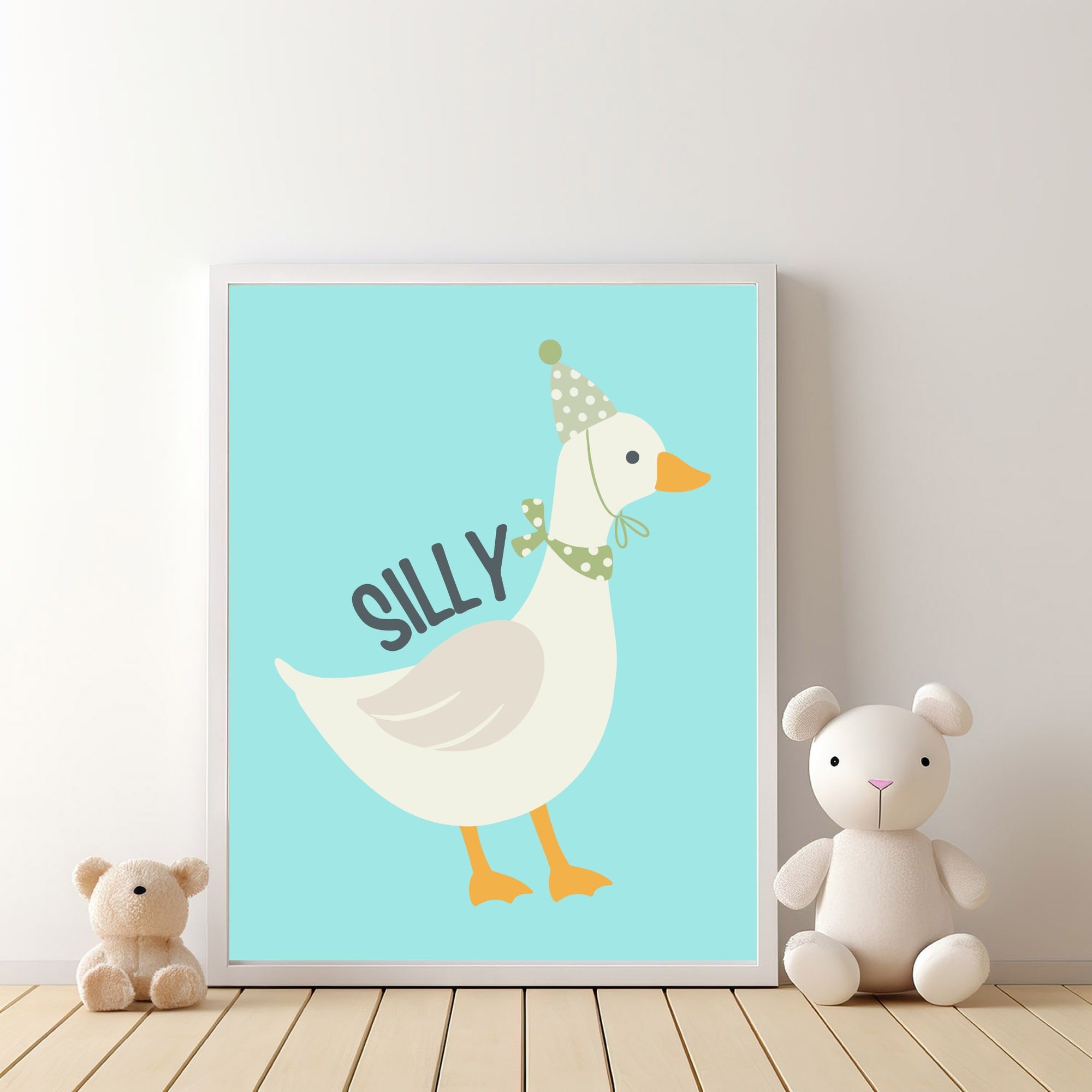 Silly Goose Printable, Cute Goose Poster, Girl's Room Illustration, Kid ...