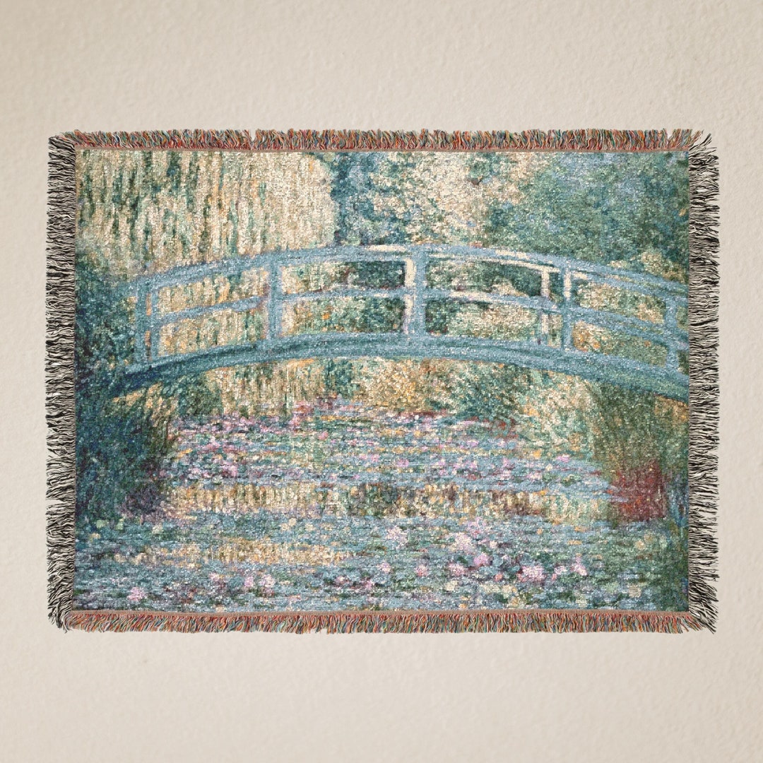 Monet Woven Blanket, Bridge Over a Pond of Water Lilies Throw Blanket ...