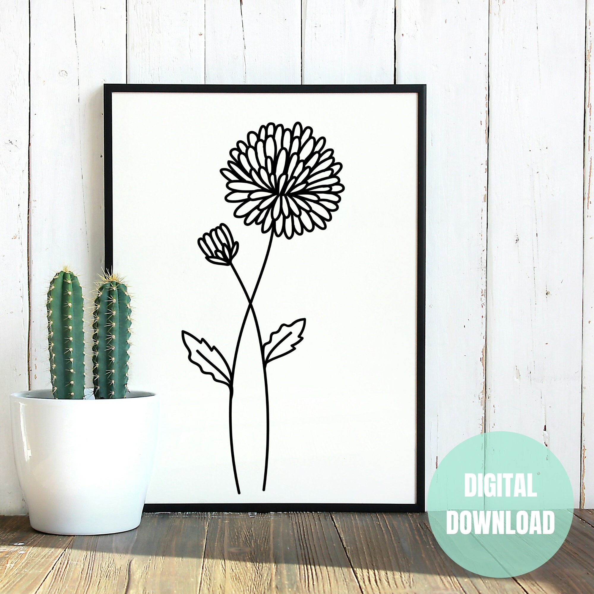 Birthday Month Flower Wall Art Printable Decor, Personalized Gift ...