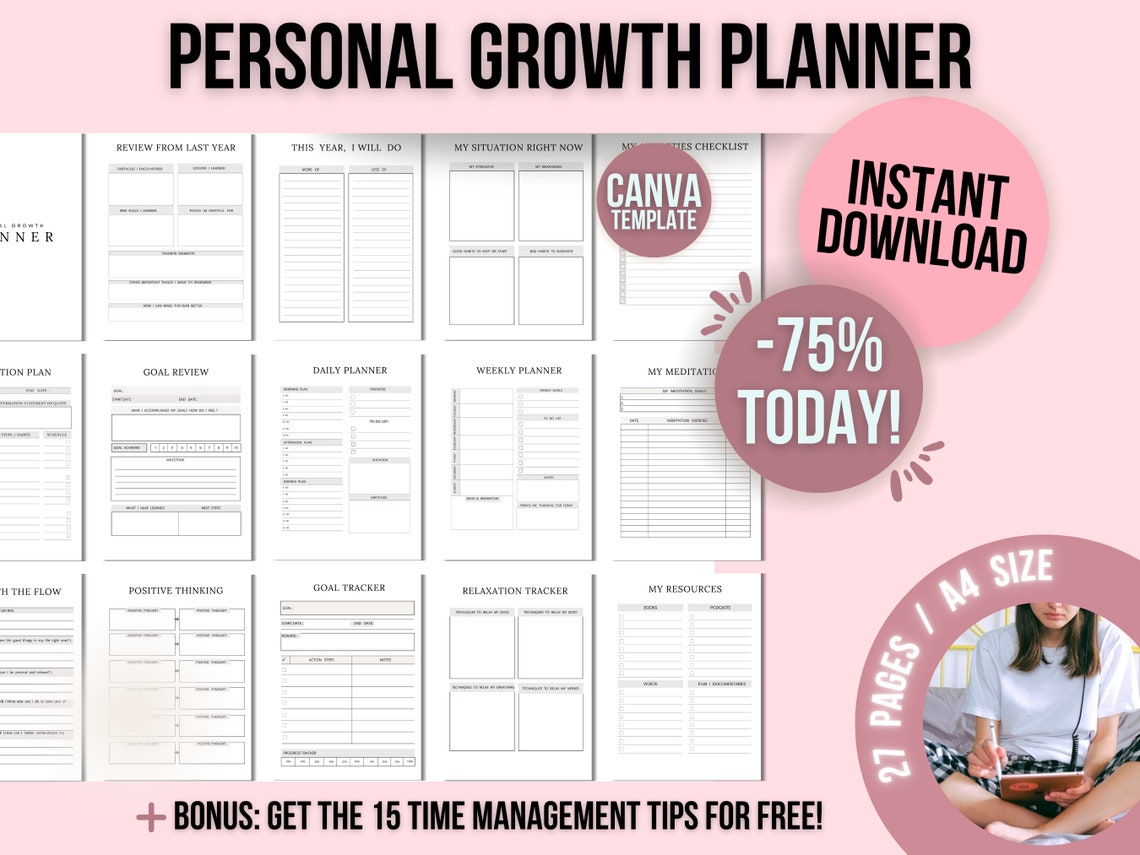 Personal Development Planner Template, Personal Growth Workbook ...