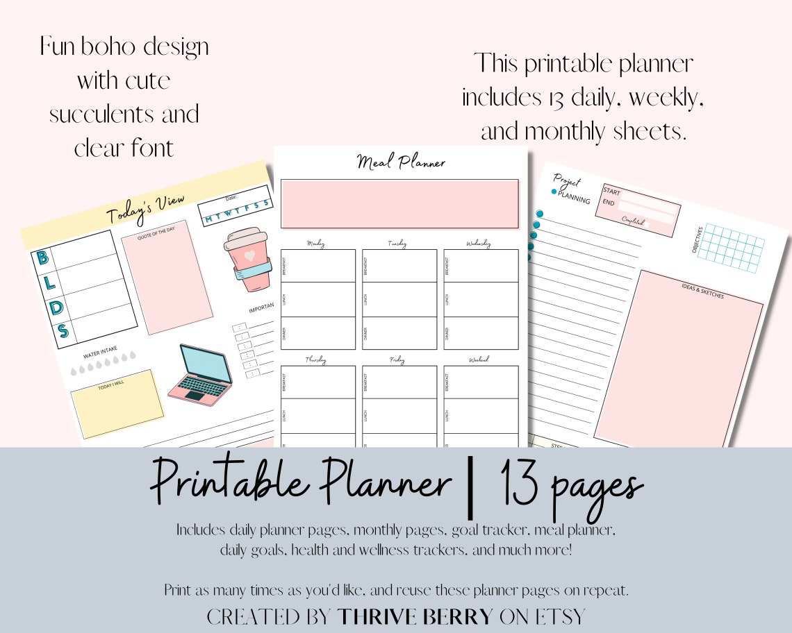 Printable Planner Bundle, Printable Planner PDF, Daily Planner PDF ...