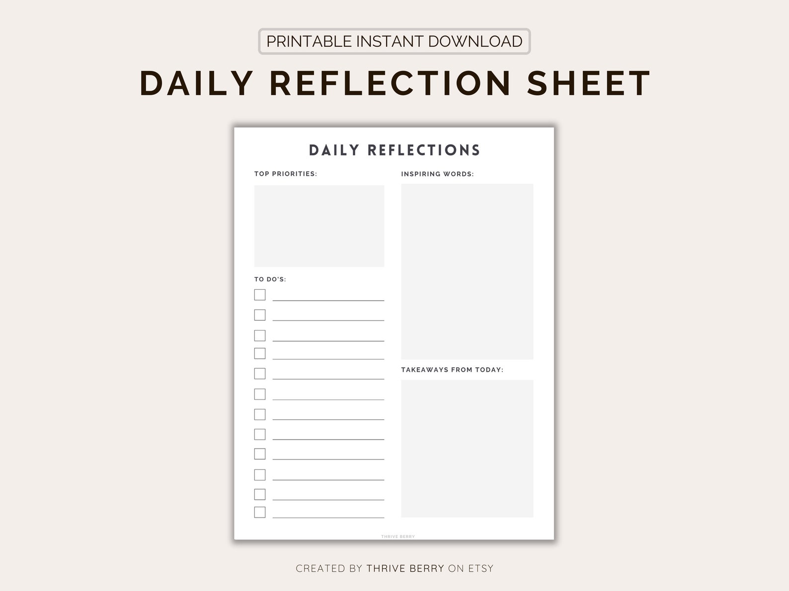 Printable Daily Reflection Sheets, Reflection Planner, Daily Reflection ...