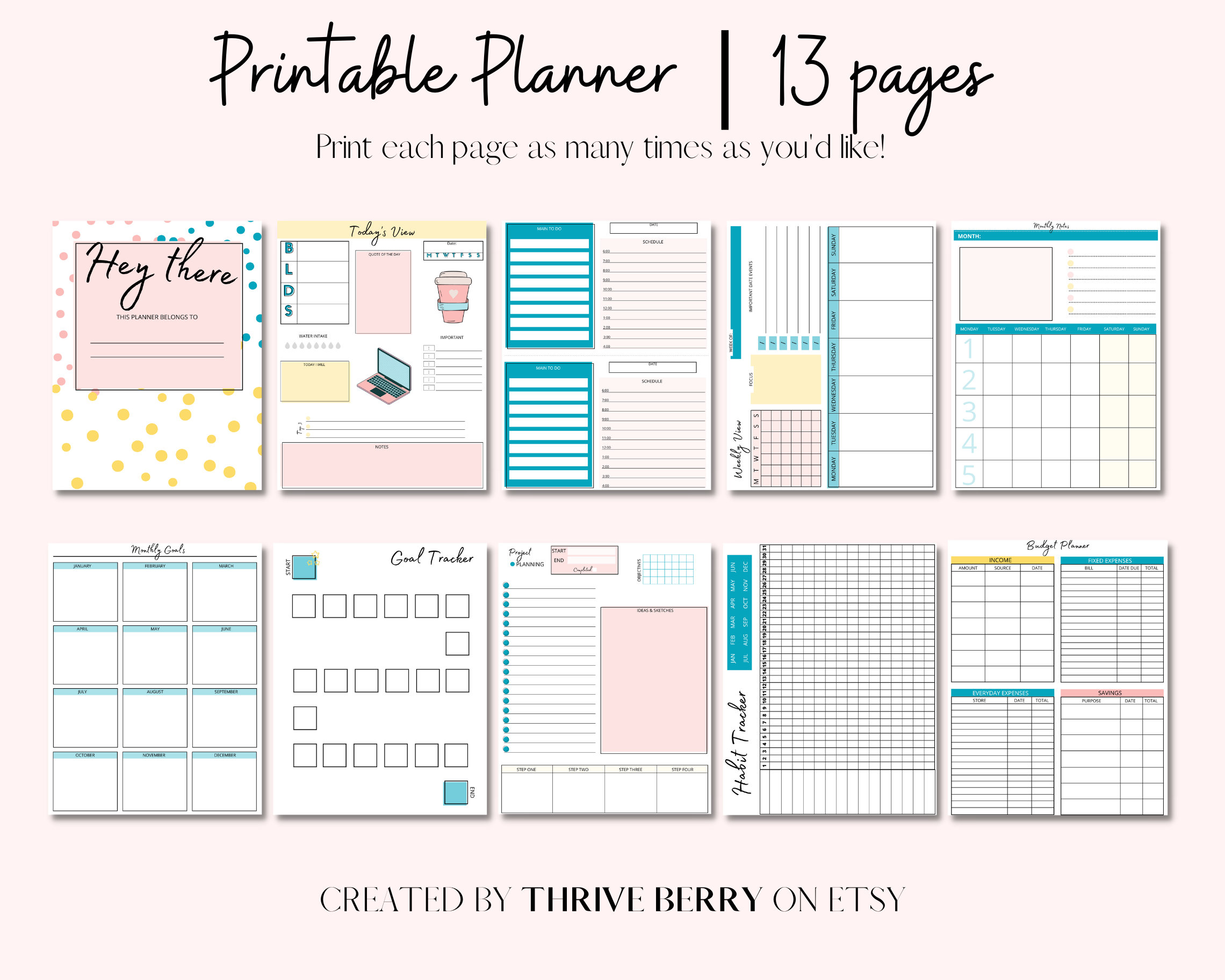 Printable Planner Bundle, Printable Planner PDF, Daily Planner PDF ...
