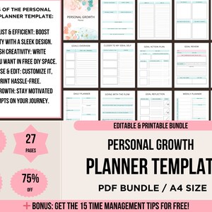 Personal Development Planner Template, Personal Growth Journal ...