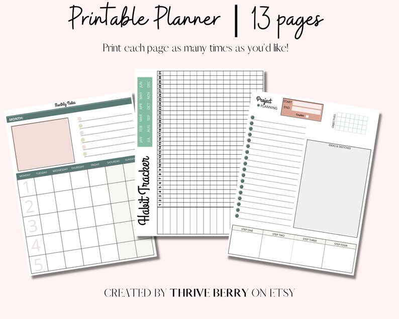 Printable Planner Bundle, Daily Planning Sheet, Printable Planner PDF ...